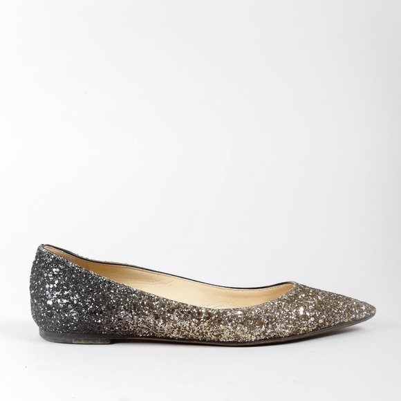 Jimmy Choo | Shoes | Jimmy Choo Gradient Black And Gold Romy Flats ...